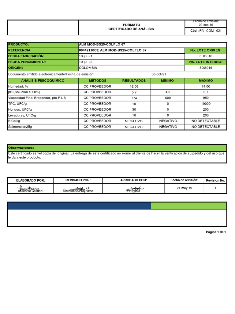 Colflo 67 Lot 3dg016 | PDF