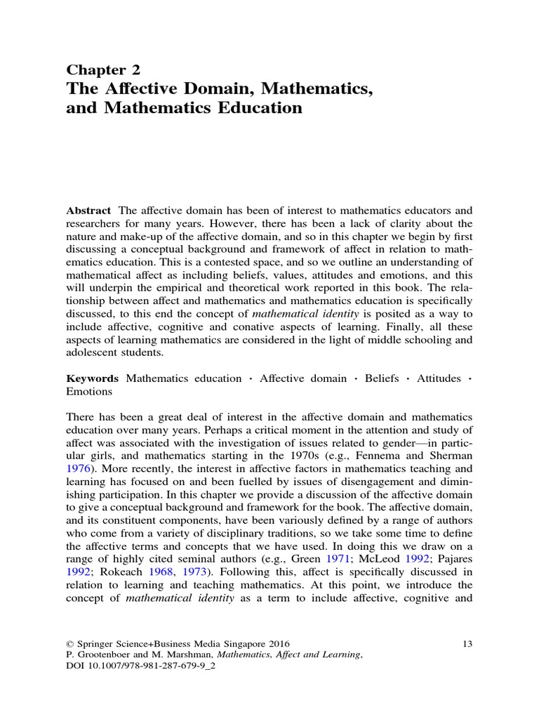 2016, Grootenboer, The Affective Domain, Mathematics, and Mathematics ...