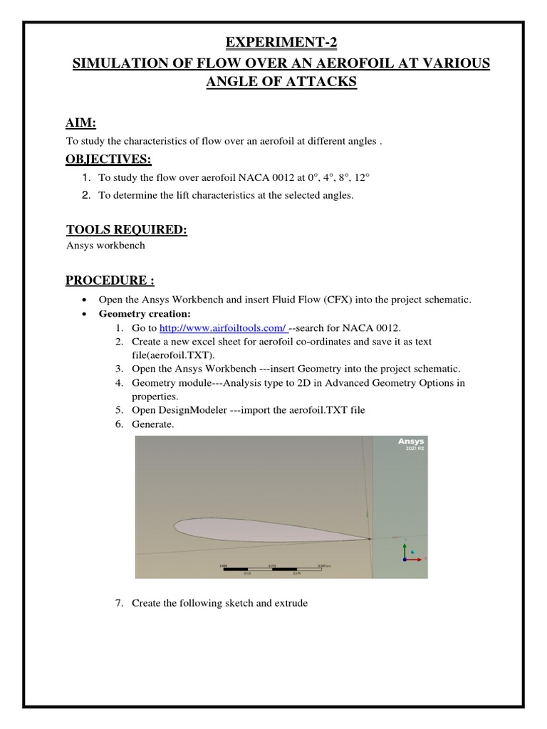 Experiment-2 Simulation of Flow Over An Aerofoil at Various Angle of ...