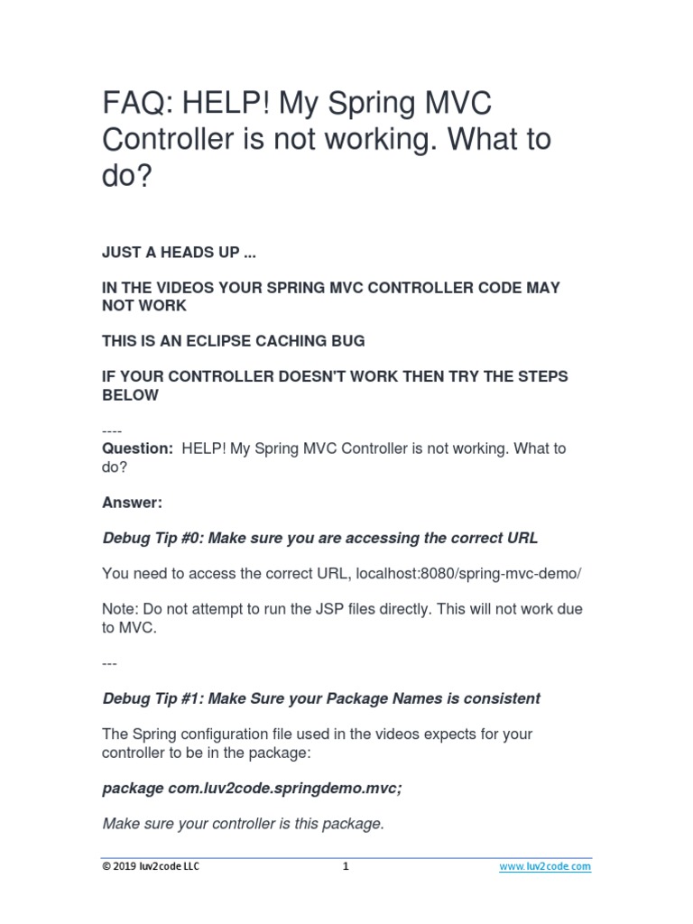 Faq Help My Spring Mvc Controller Is Not Working What To Do Download Free Pdf Eclipse
