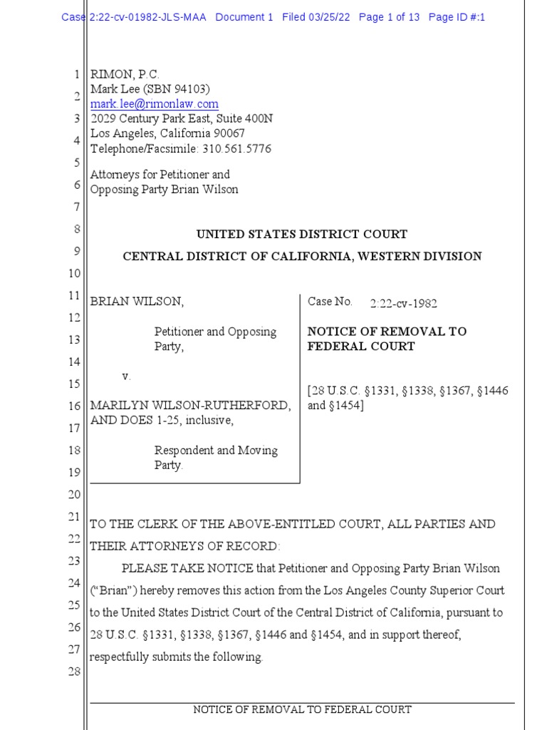 Brian Wilson V Marilyn Wilson Rutherford | PDF | Copyright | United ...