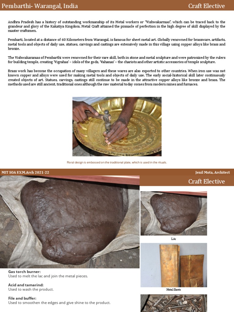 Pembarthi Crafts: Sheet Metal Art of Warangal | PDF | Sheet Metal | Brass