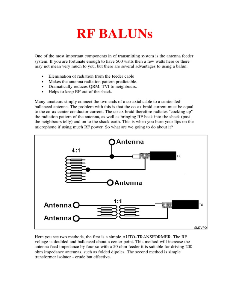RF BALUNs | Download Free PDF | Antenna (Radio) | Coaxial Cable