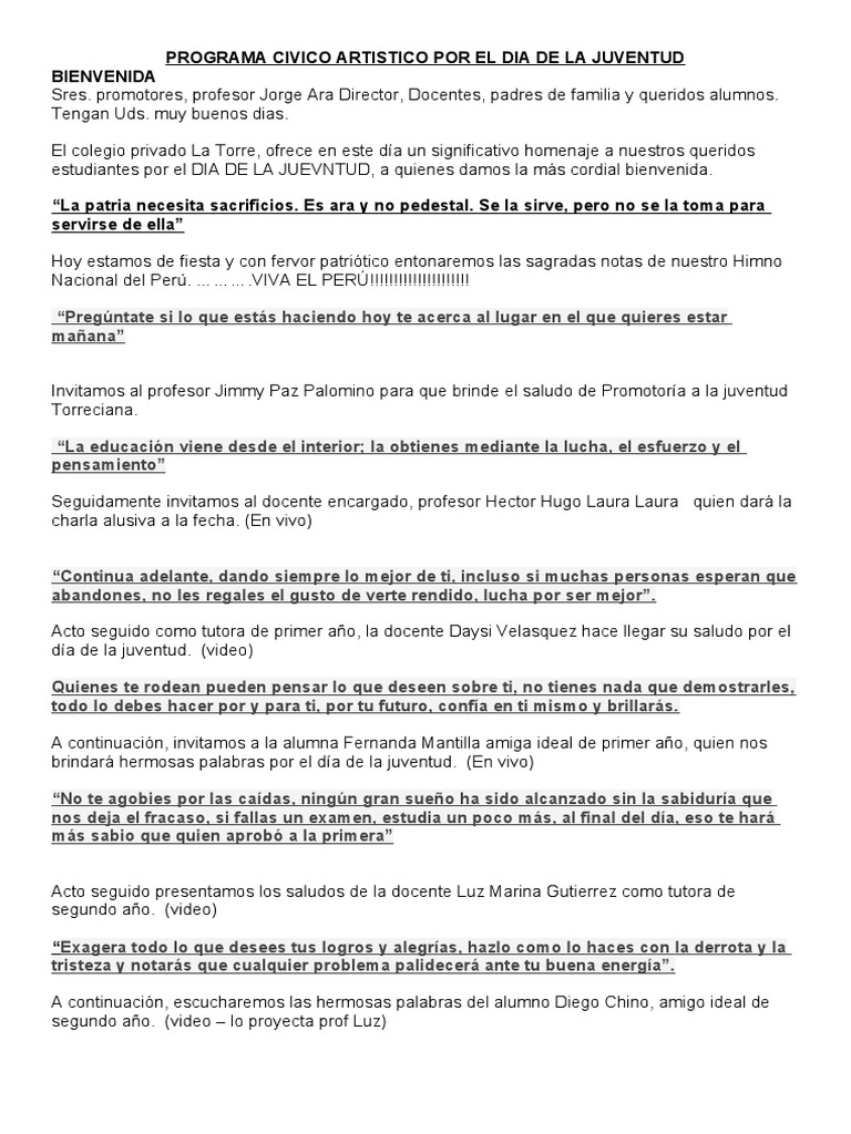 Programa Dia Del Estudiante | PDF | Maestros