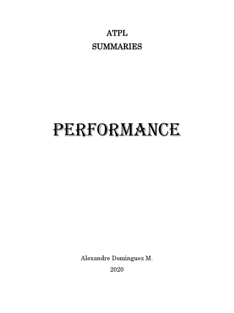 Performance: Atpl Summaries | PDF | Takeoff | Jet Engine