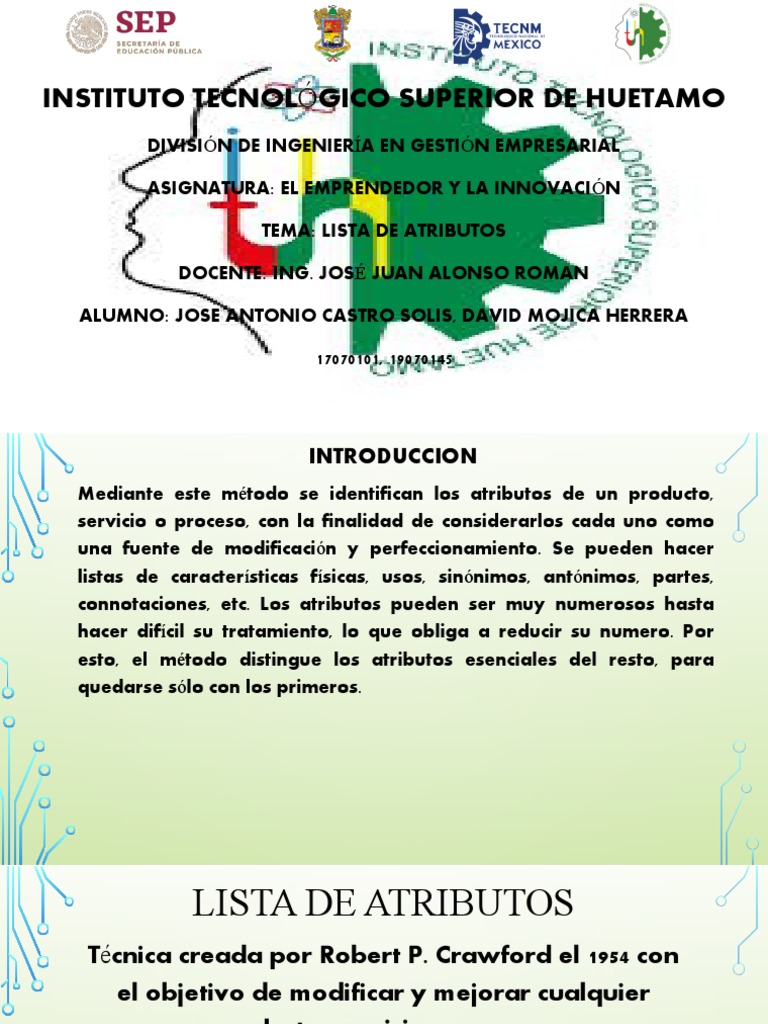 Lista de atributos: una técnica de creatividad para la innovación de ...