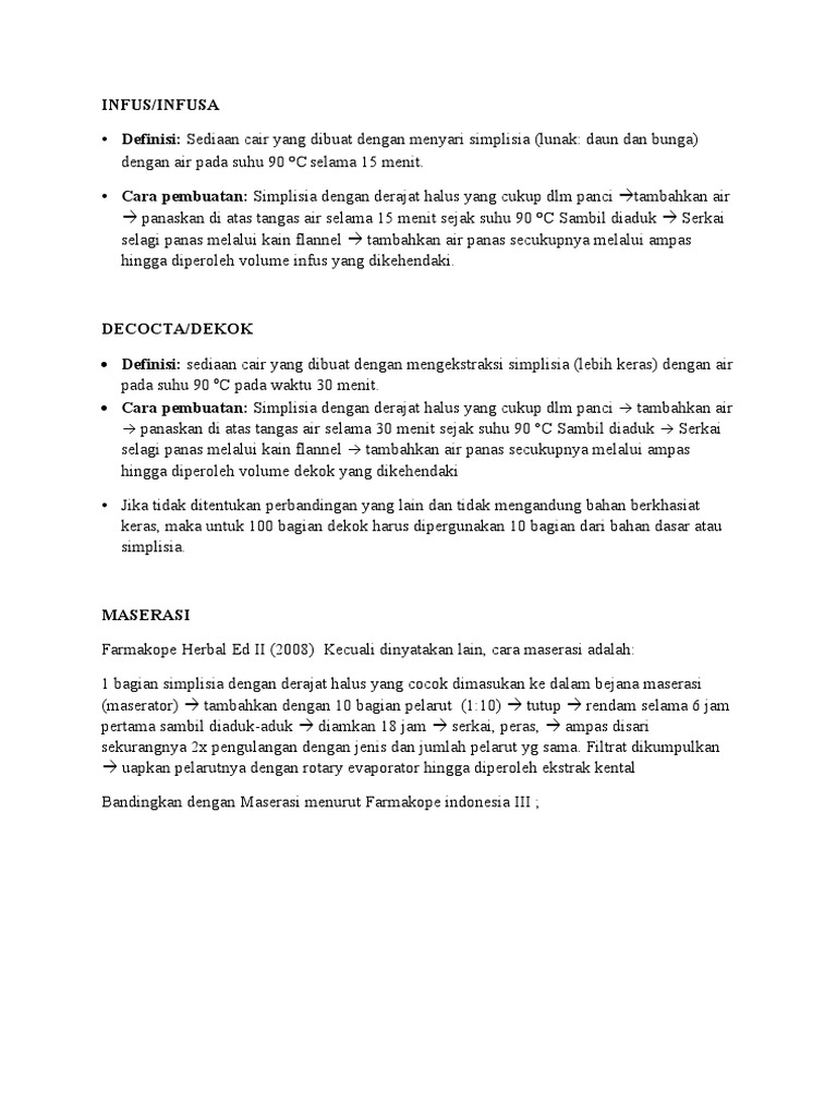 iNFUSA DECOCTA MASERASI PERKOLASI | PDF