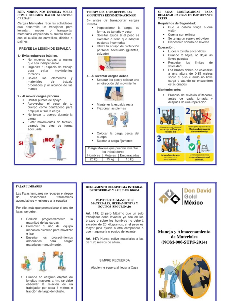 Triptico NOM-006-STPS-2014 | PDF | Máquina elevadora
