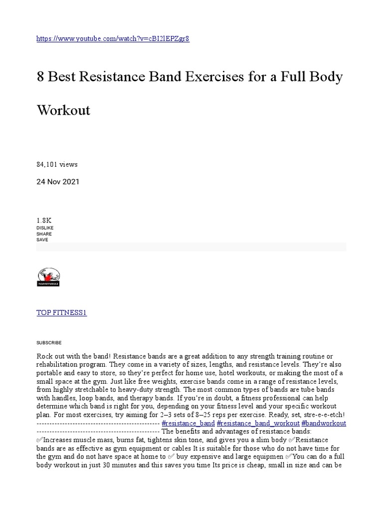 8 Best Resistance Band Exercises For A Full Body Workout | PDF | Fair ...