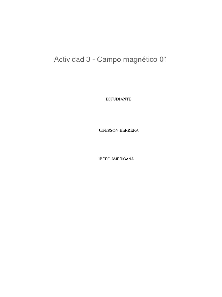 Actividad 3 - Campo Magnético 01 JEFER | PDF | Campo magnético | Vector Euclidiano