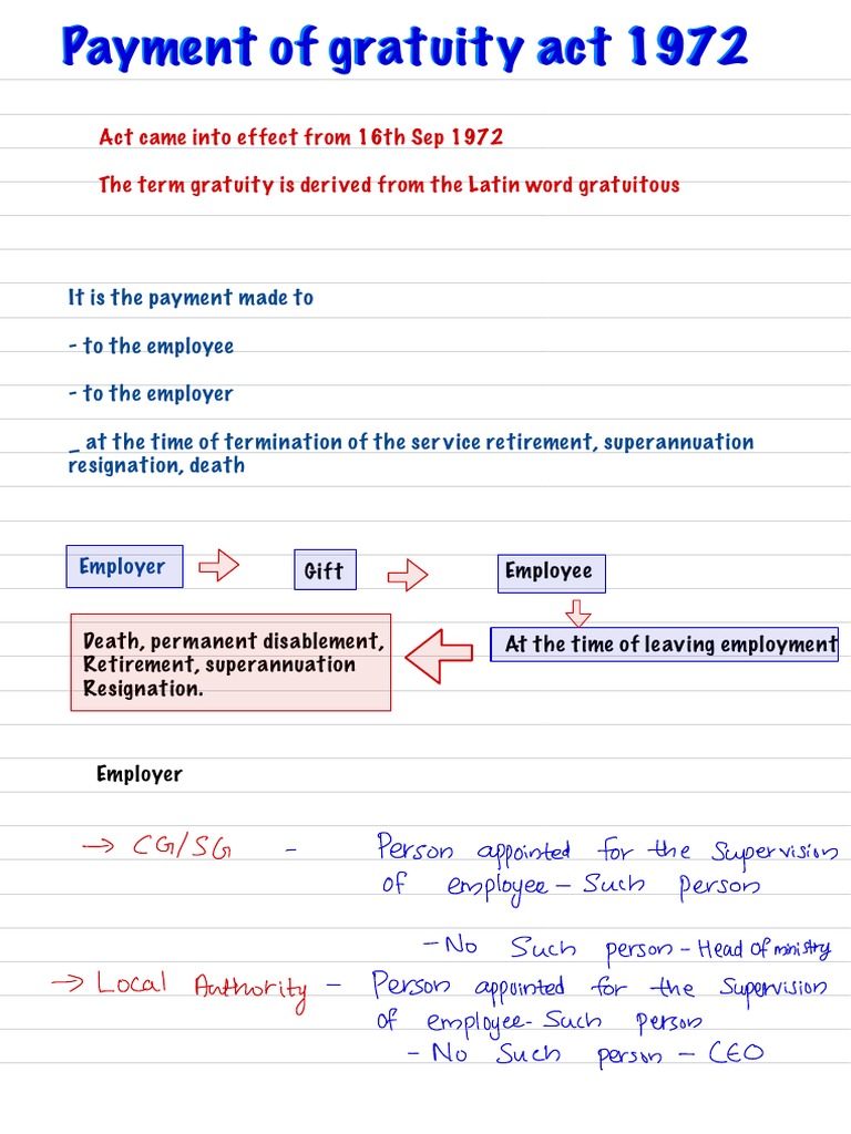Gratuity Short Note | PDF | Employment | Gratuity
