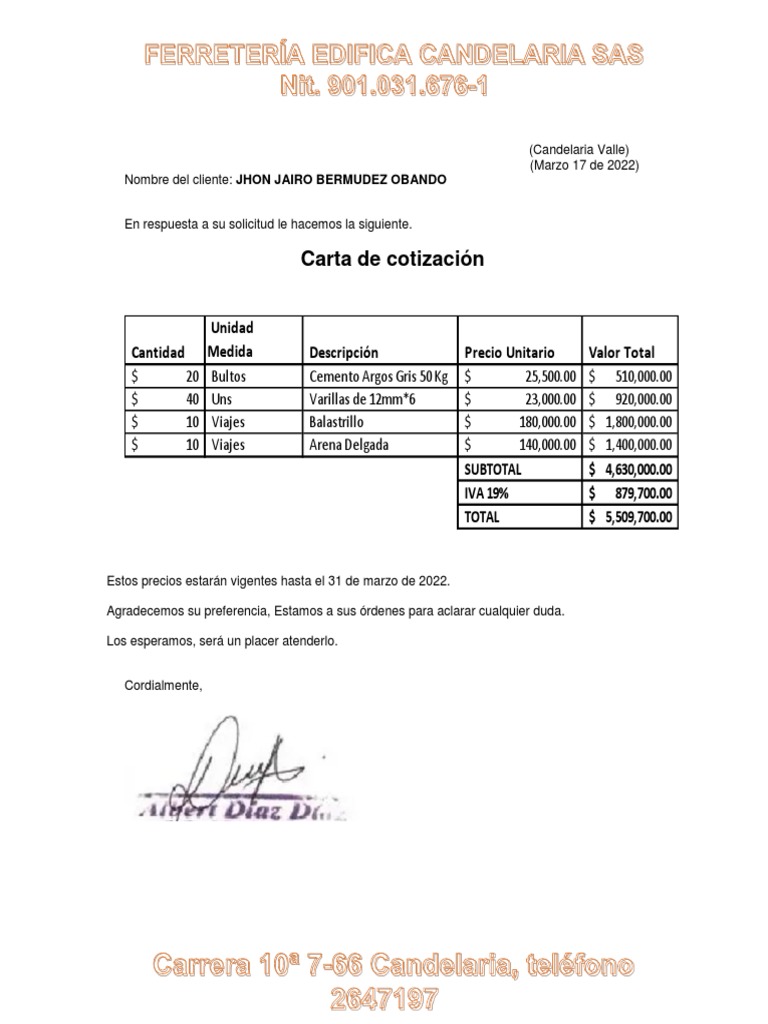 Cotización de Materiales Ferreteria Edifica | PDF