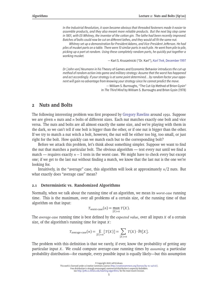 2 Nuts and Bolts: 2.1 Deterministic vs. Randomized Algorithms | Download Free PDF | Time ...