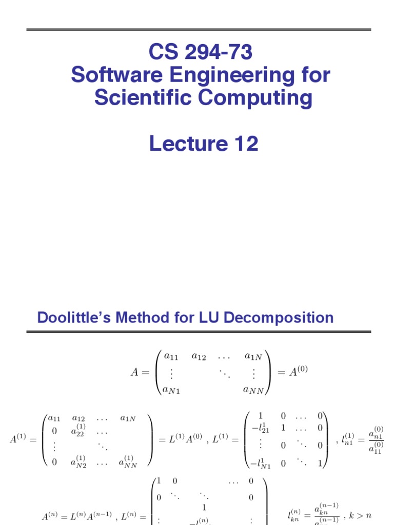 Cs 294 73 Software Engineering For Scientific Computing Pdf Array Data Structure Subroutine