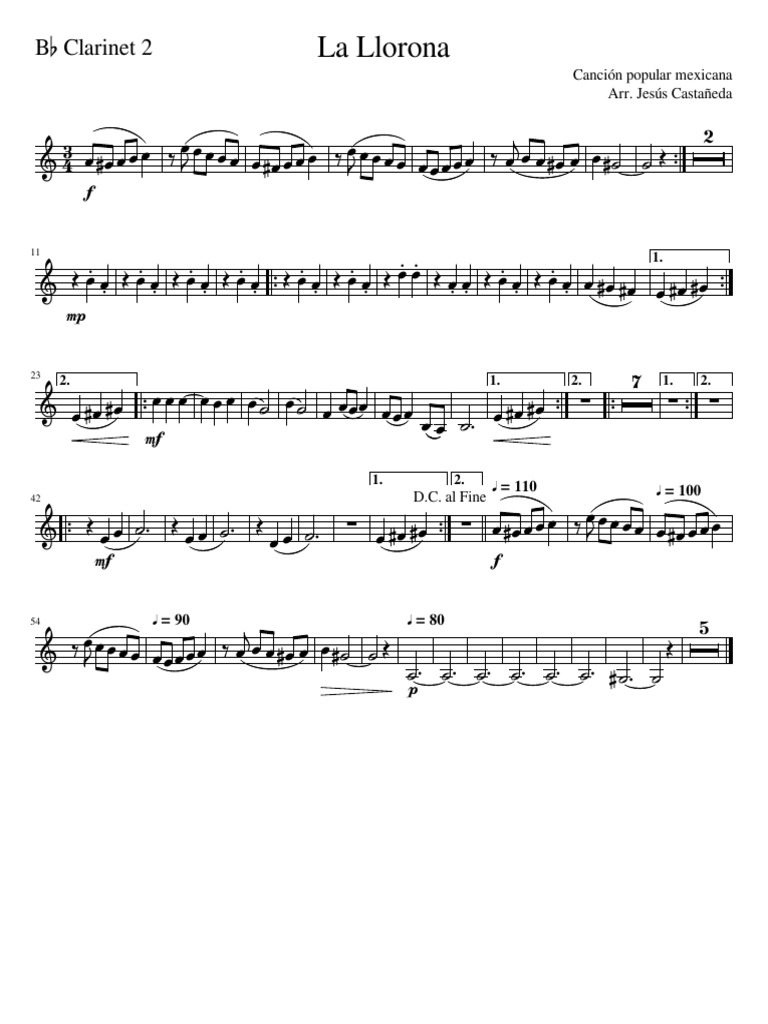 La Llorona-Bb Clarinet 2 | PDF