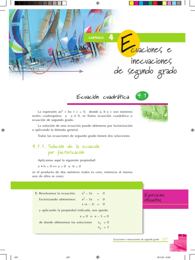 Cap. 4 Álgebra Arrayan EC E INEC DE SEGUNDO GRADO - Ximena Carreño y Ximena Cruz | PDF ...
