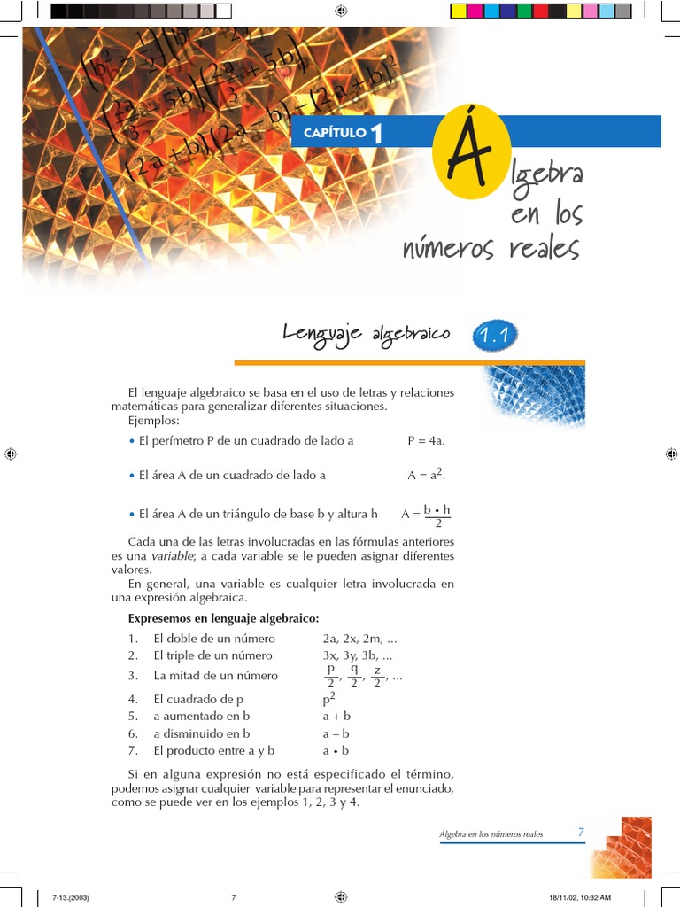 Cap. 1 Álgebra Arrayan ALGEBRA EN LOS REALES - Ximena Carreño y Ximena Cruz | PDF | Matemáticas ...