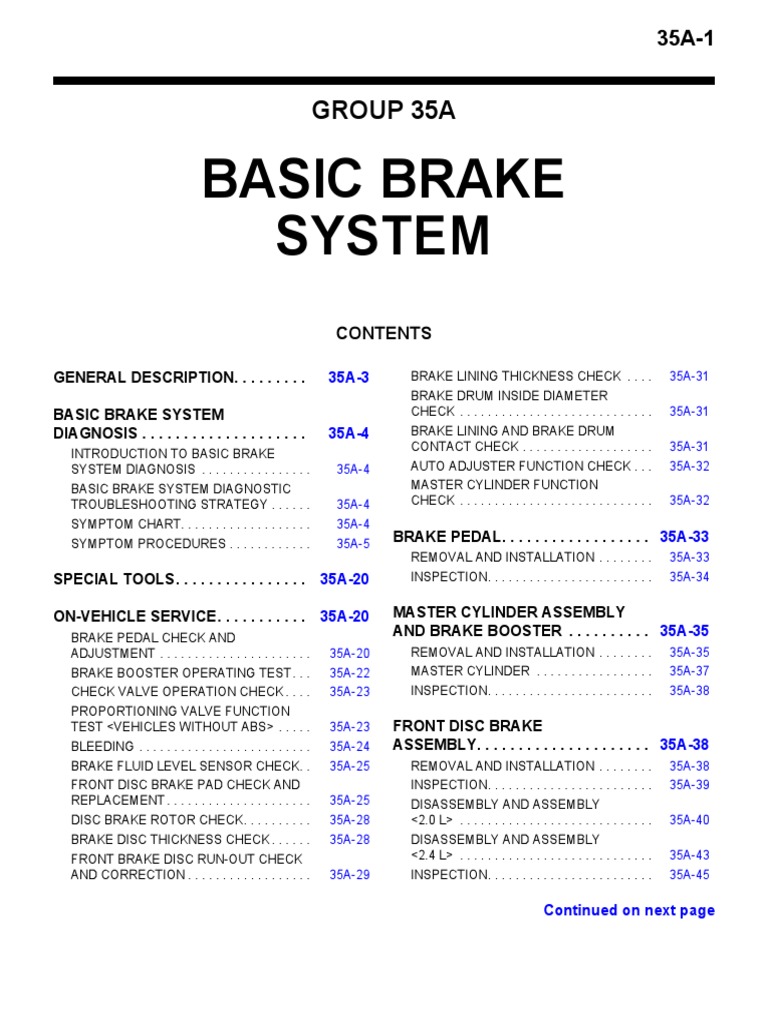 Basic Brake System: Group 35A | PDF | Brake | Tools