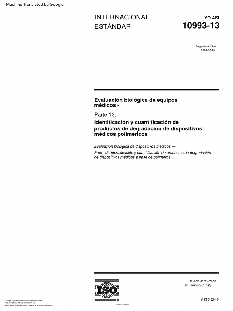 Iso 10993 13 2010 | PDF | Organización internacional para la ...