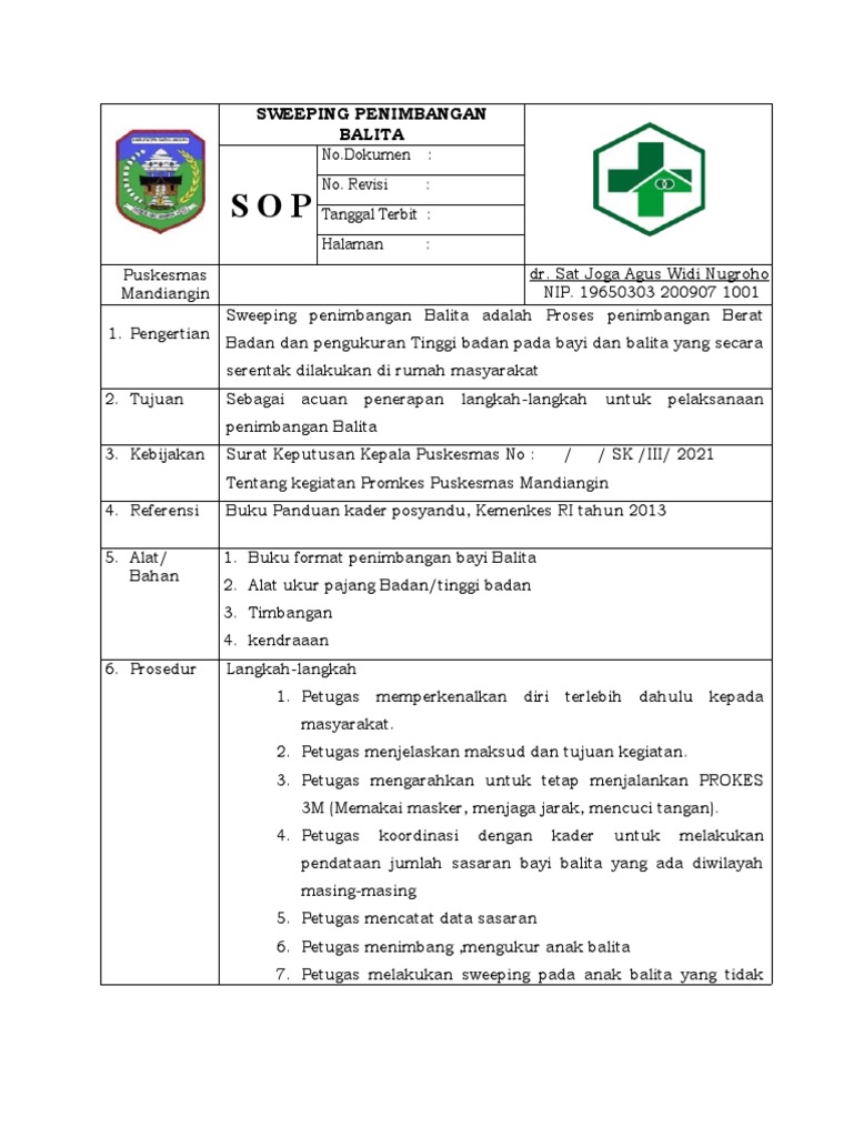 Sop Sweeping Penimbangan | PDF