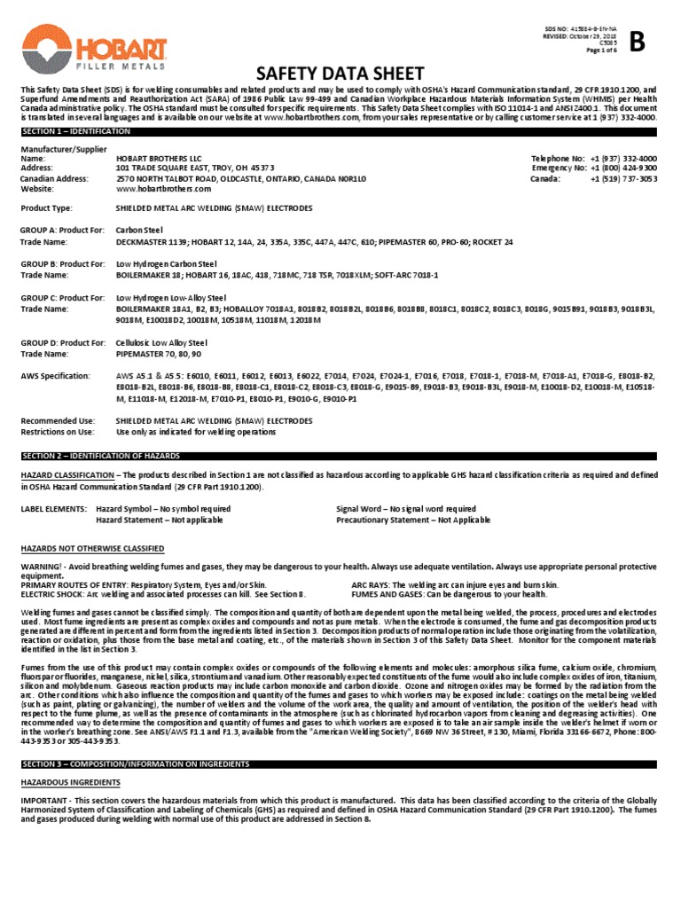 Safety Data Sheet: Section 1 - Identification | PDF | Construction ...