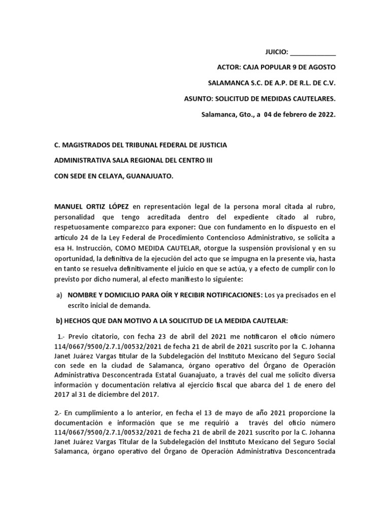 Medida Cautelar | PDF | Mandato | México