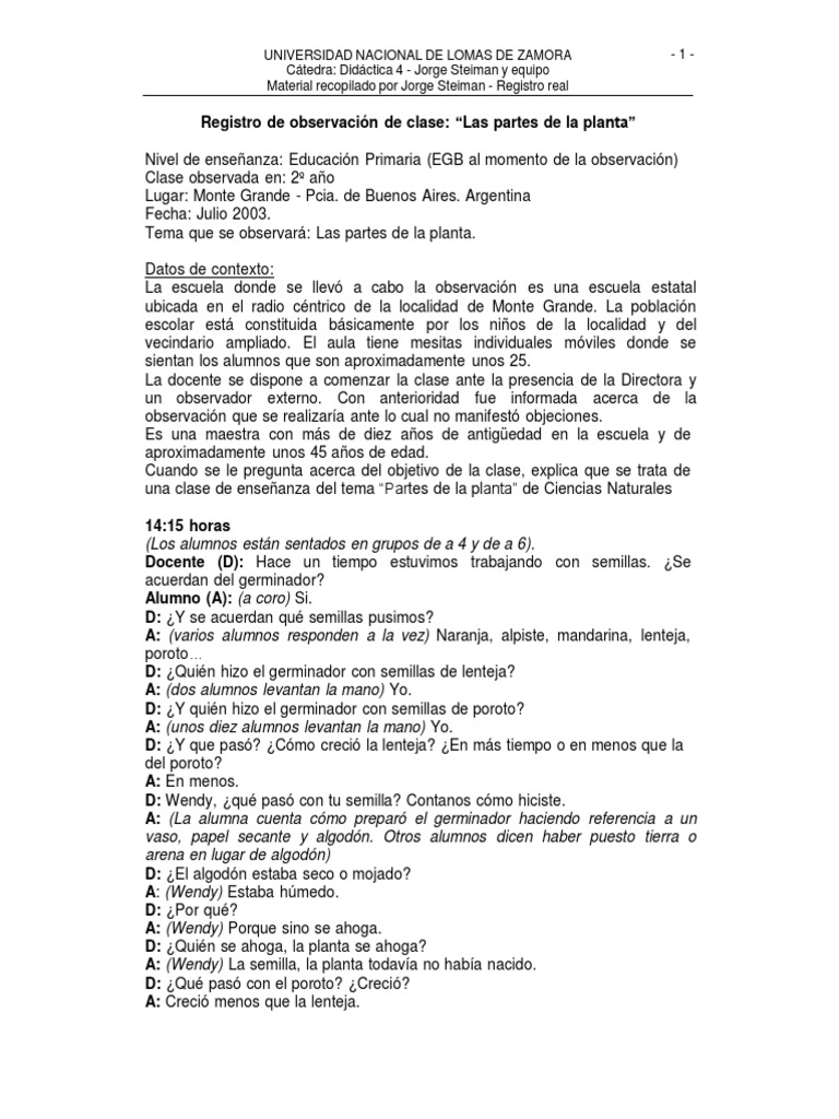 Observación de Partes de la Planta | PDF | Plantas