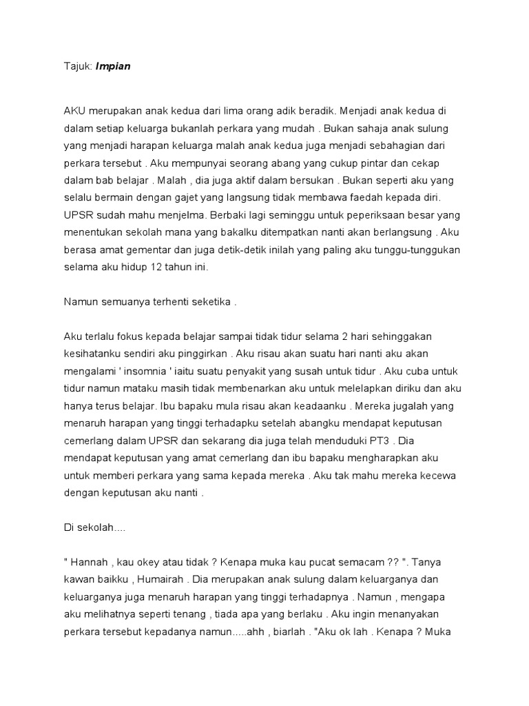 Impian - Puteri Nur Batrisyia Binti Mohd Jefry | PDF