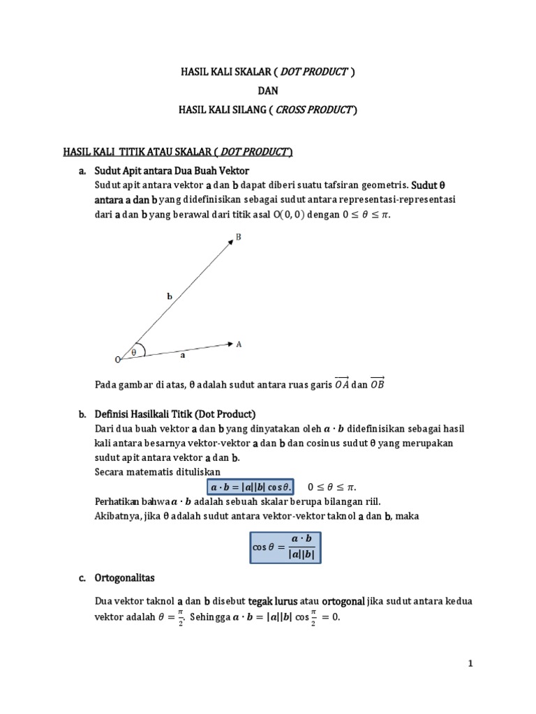 Definisi dan Sifat Dot Product Vektor | PDF | Metode & Bahan Ajar ...