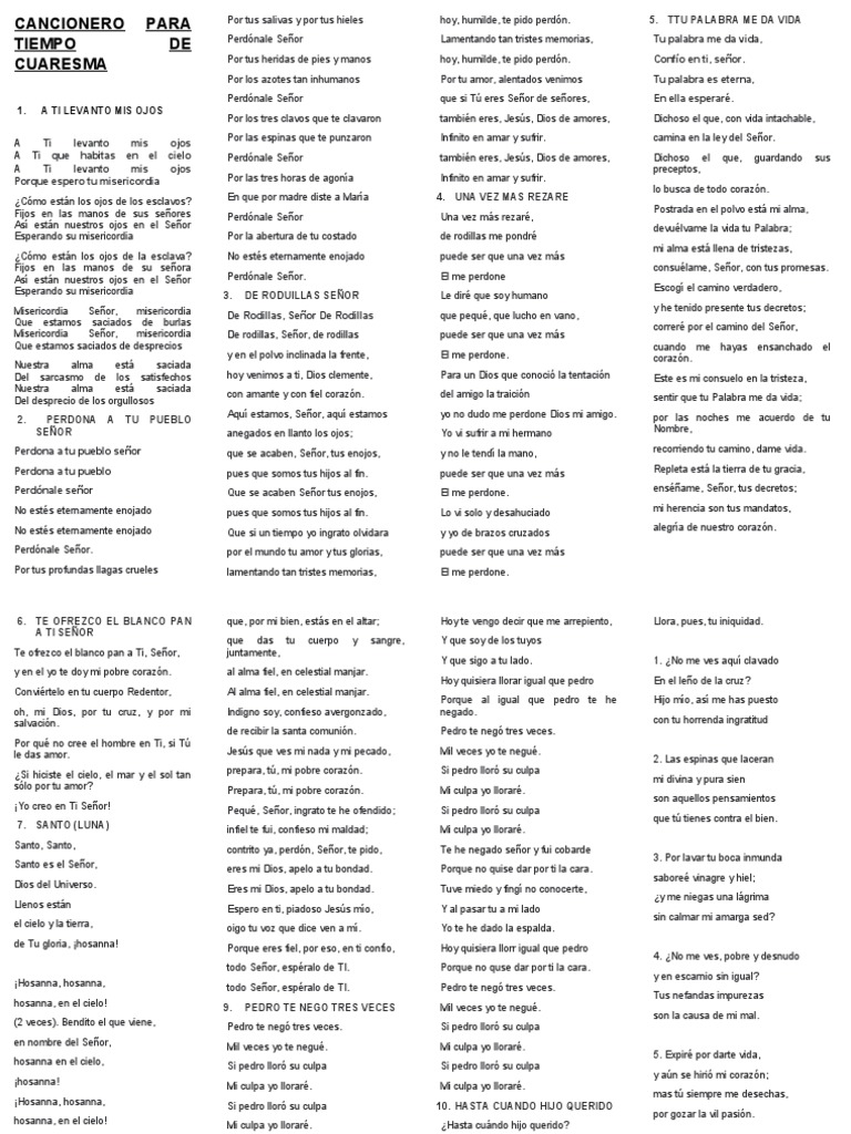 Cancionero para Tiempo de Cuaresma | PDF | Amor | eucaristía