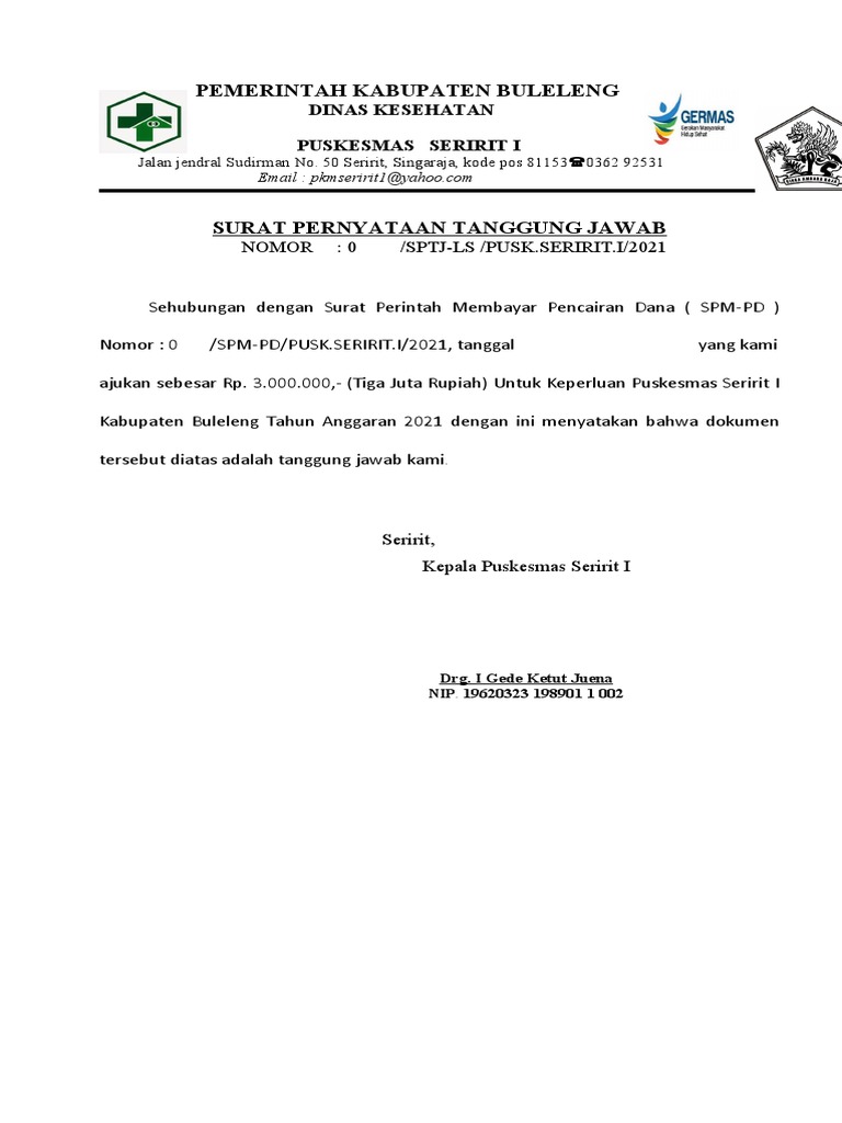 3 Jenis SURAT PERNYATAAN Depan SPJ | PDF