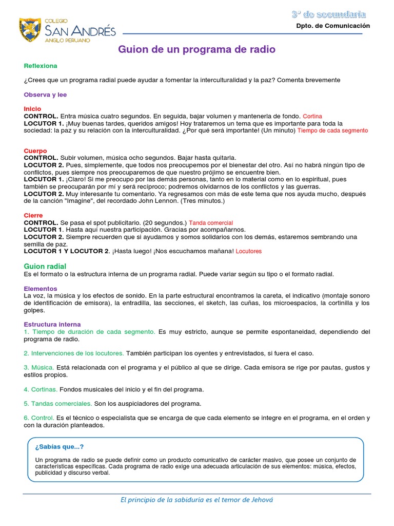 3° Año Guion Radial - Conceptos Básicos | PDF | Radiodifusión