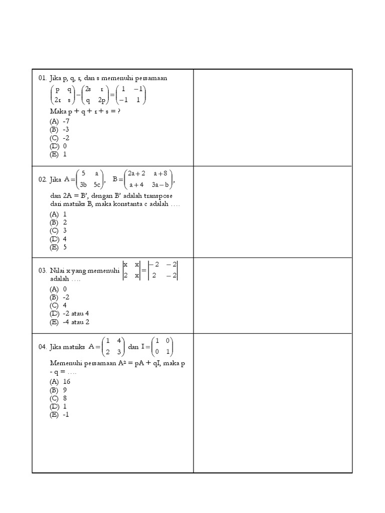 Latihan Matriks | PDF