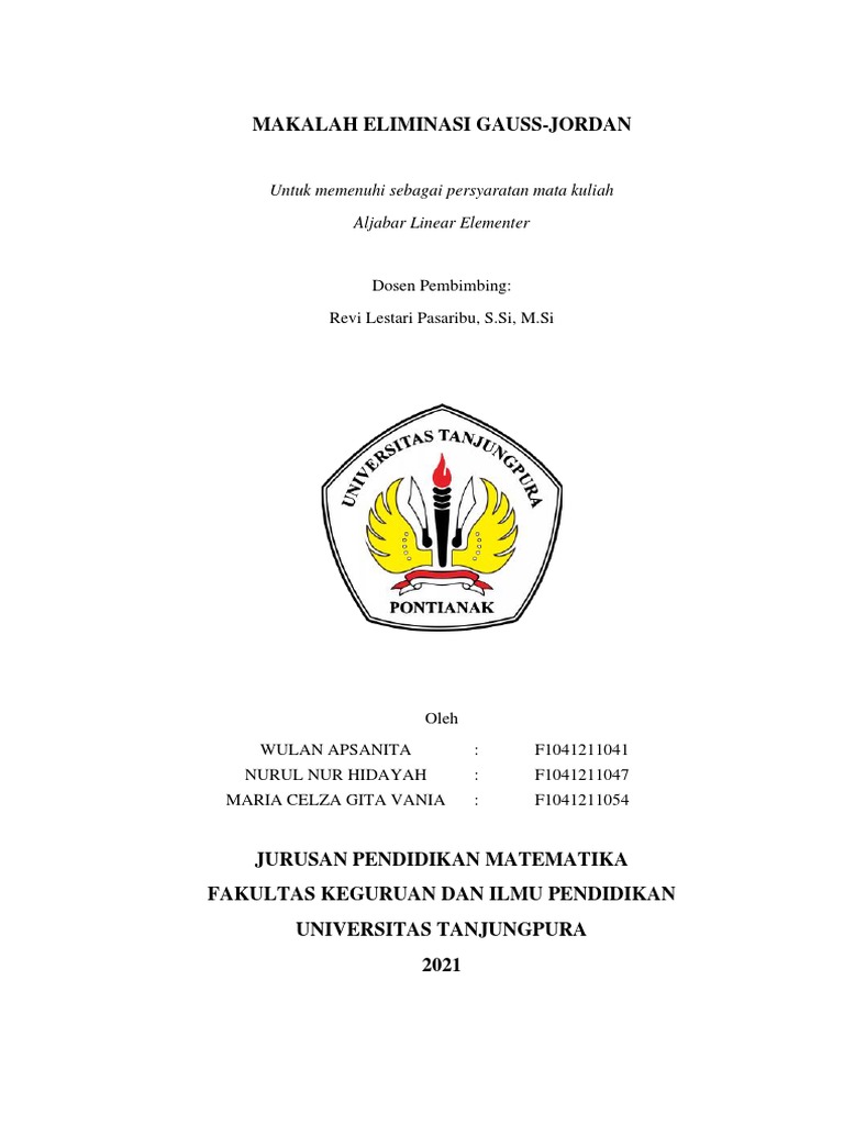 Makalah Eliminasi Gauss-Jordan (Kel.4) | PDF | Metode & Bahan Ajar