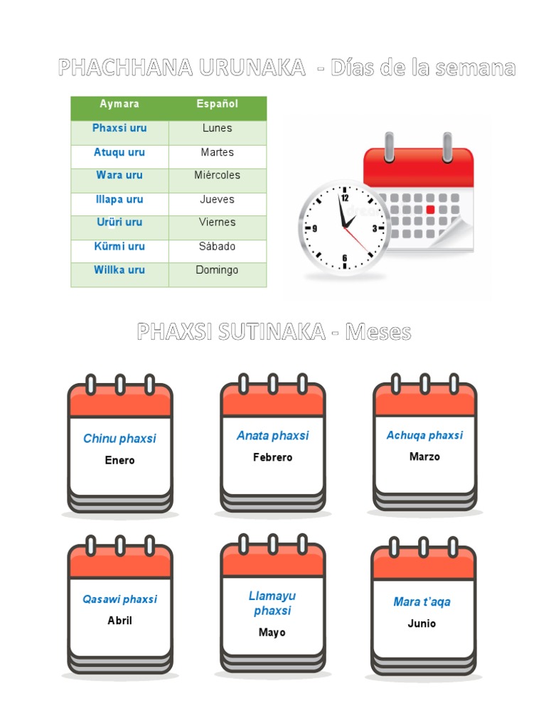 Dias de La Semana y Meses Del Año en Aymara | PDF | Andes