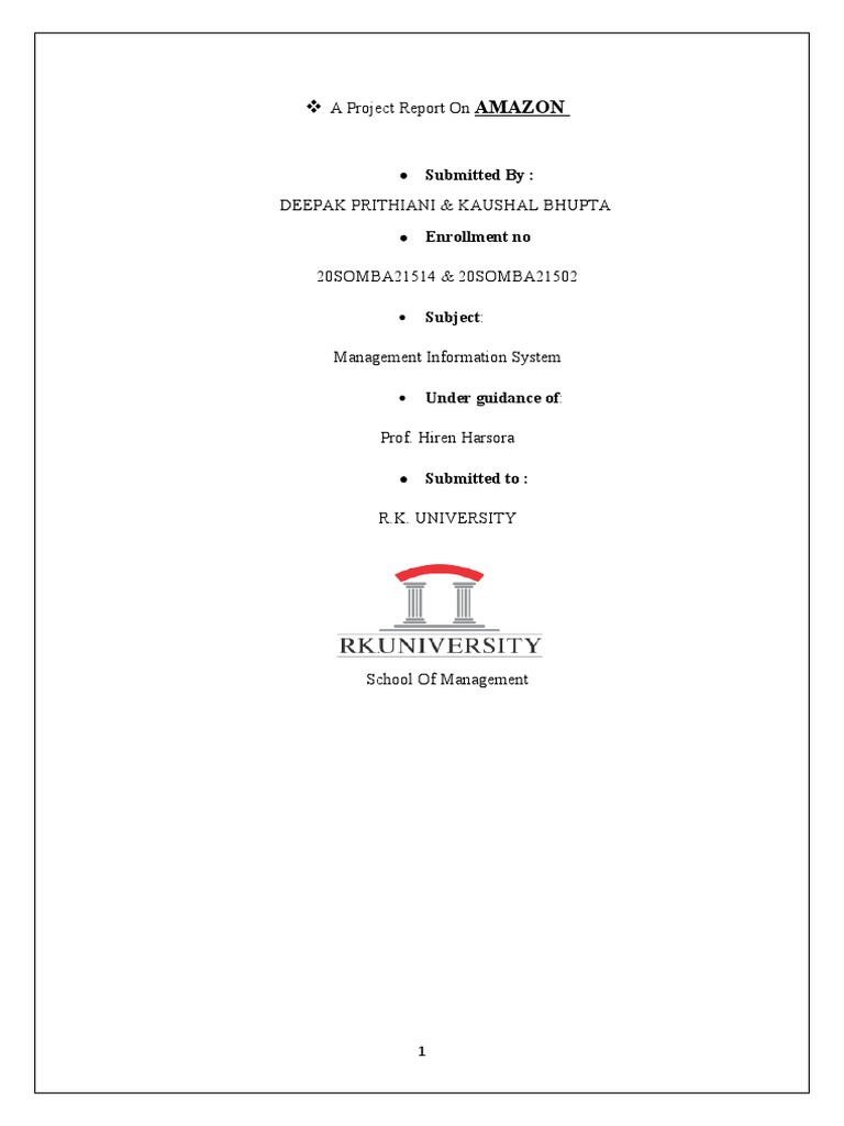 A Project Report On AMAZON NEW 2020 | PDF | Retail | Brand