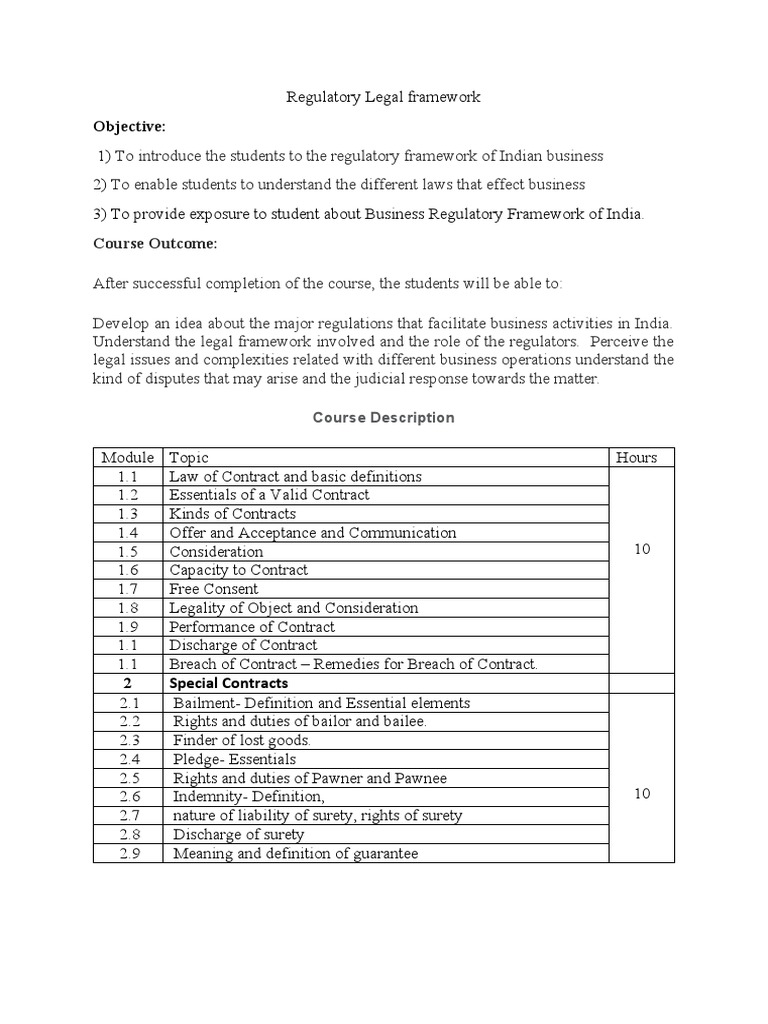 Regulatory Legal Framework | PDF