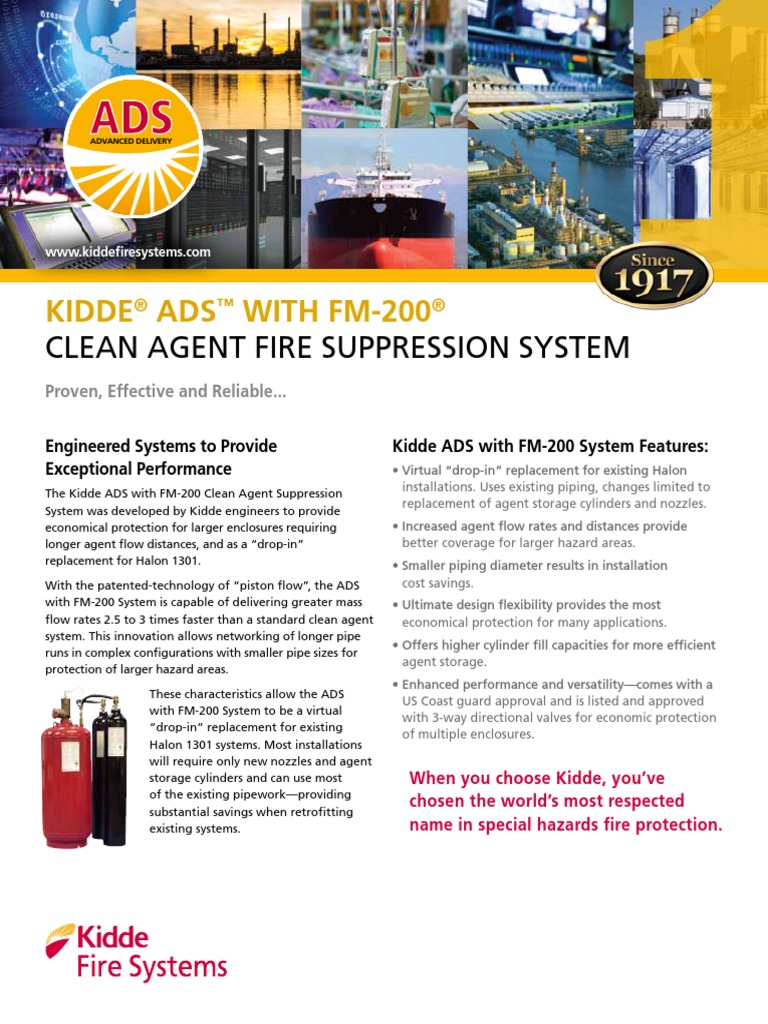 Kidde ADS With FM-200: Clean Agent Fire Suppression System | PDF ...