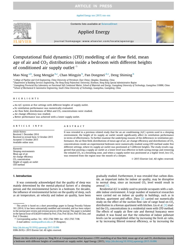 CFD Modelling of Air Flow Field, Mean Age of Air and CO2 Distributions ...