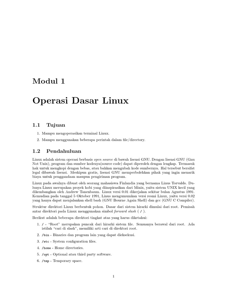 M1.operasi Dasar Linux | PDF