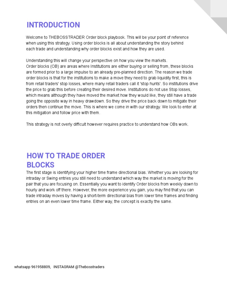 Order Block Trading Strategy Guide | PDF | Day Trading | Market Trend