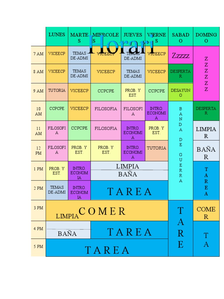 Horario Semanal de Actividades | PDF