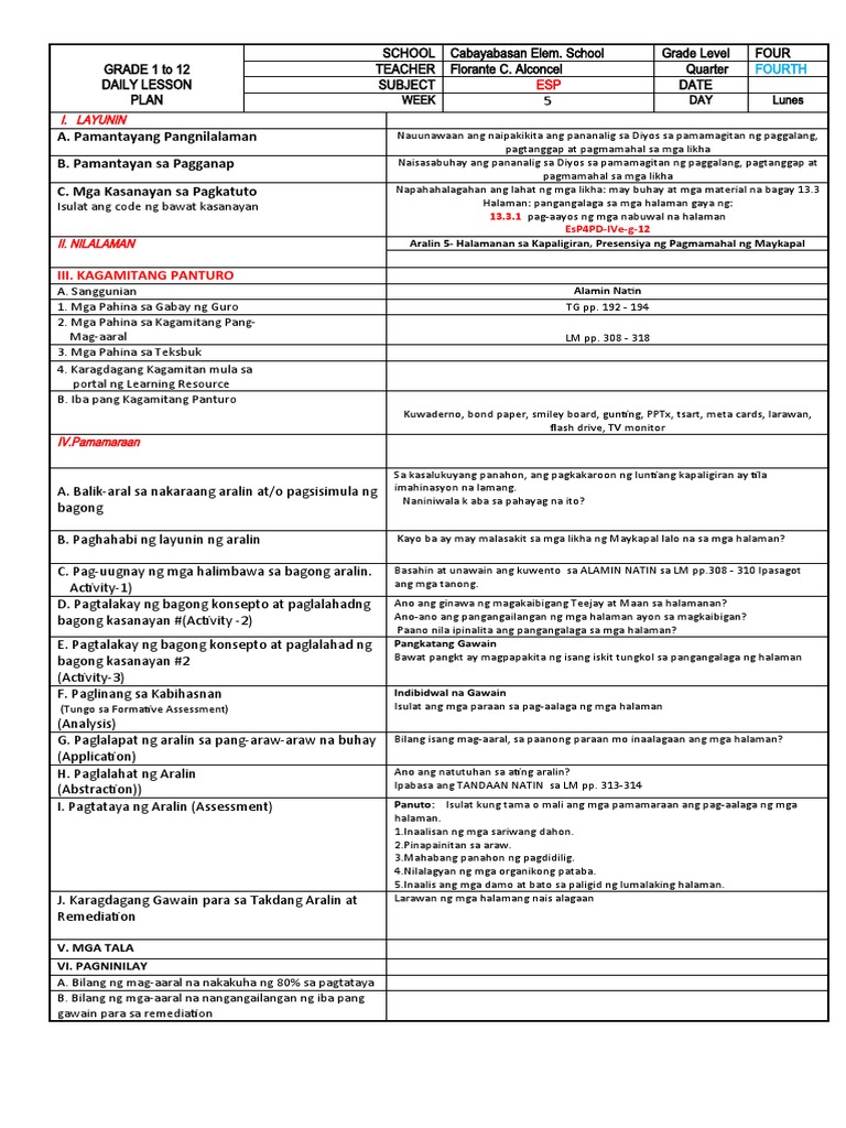 DLP Esp Q4 W5 | PDF