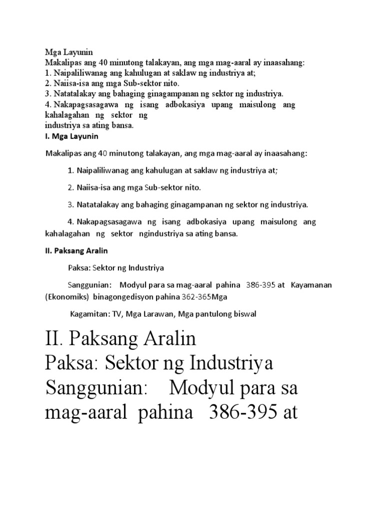 Mga Layunin | PDF
