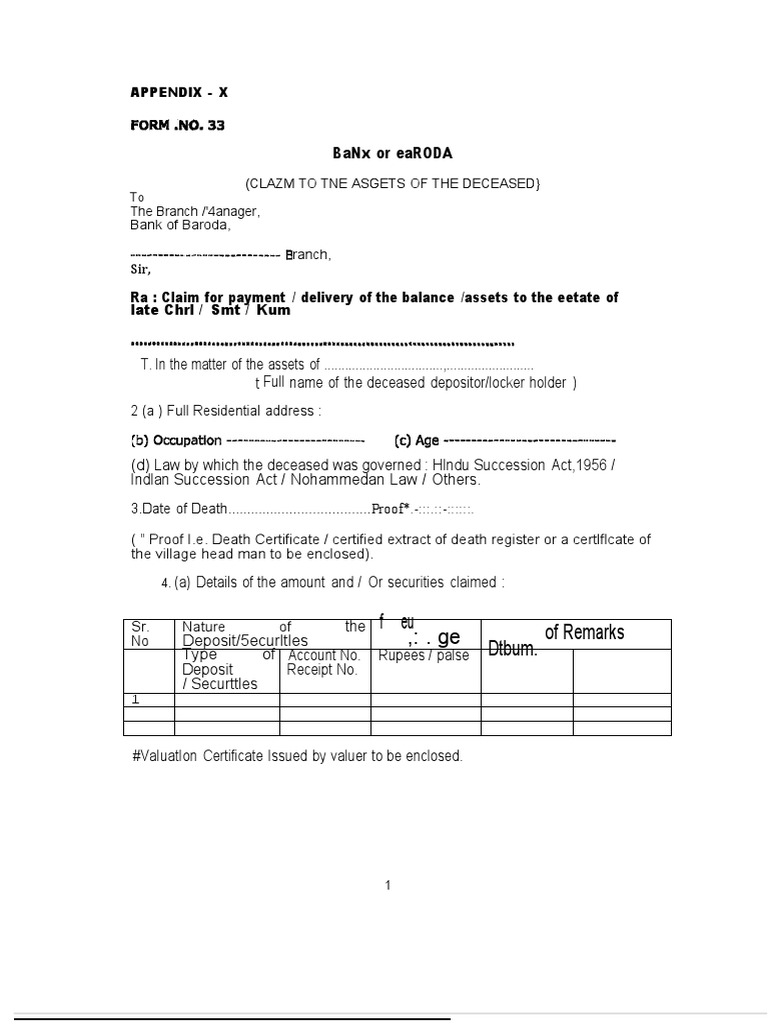 Form No 33, Surety Letter, Consent Letter, Letter of Indemnity | PDF ...
