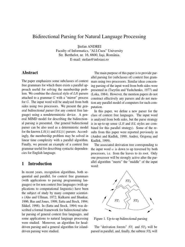 Bidirectional Parsing For Natural Language Processing | PDF | Parsing | Phrase