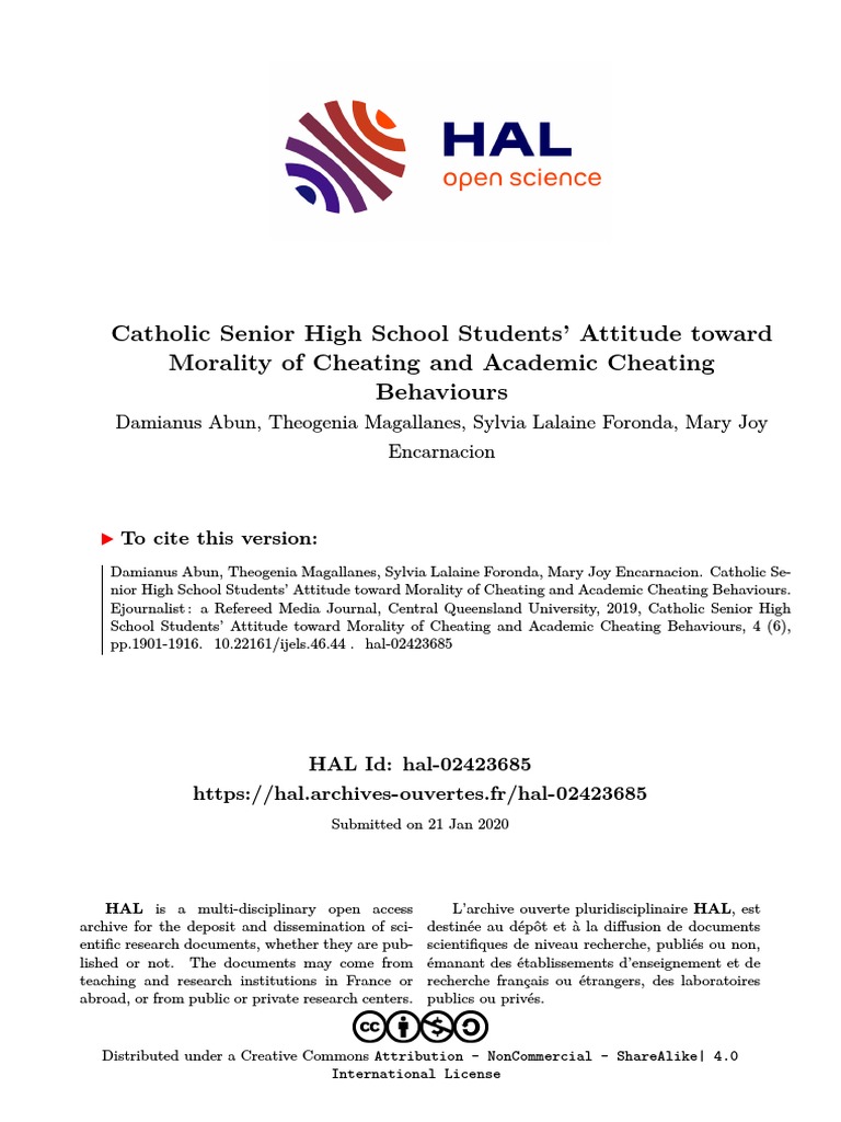 Catholic Senior High School Students' Attitude Toward Morality of ...