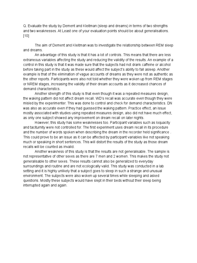 Dement and Kleitman Evaluation | Download Free PDF | Sleep | Dream