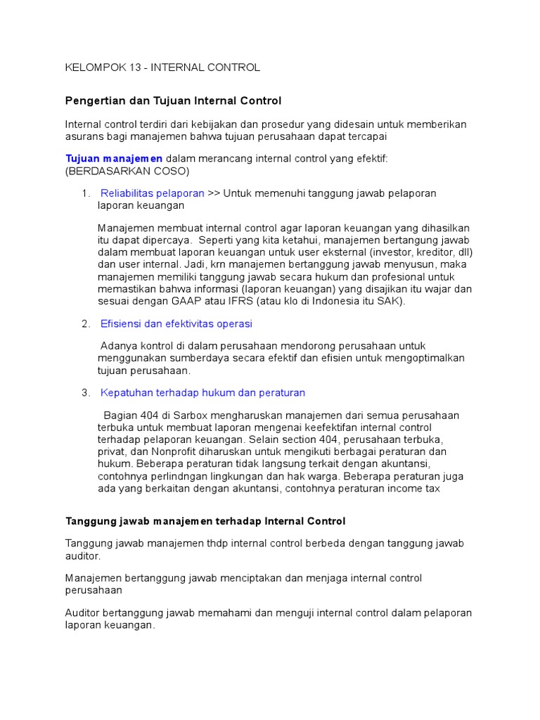 Internal Control Kel13 | PDF