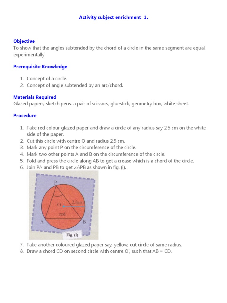 Activity Subject Enrichment 1 | PDF